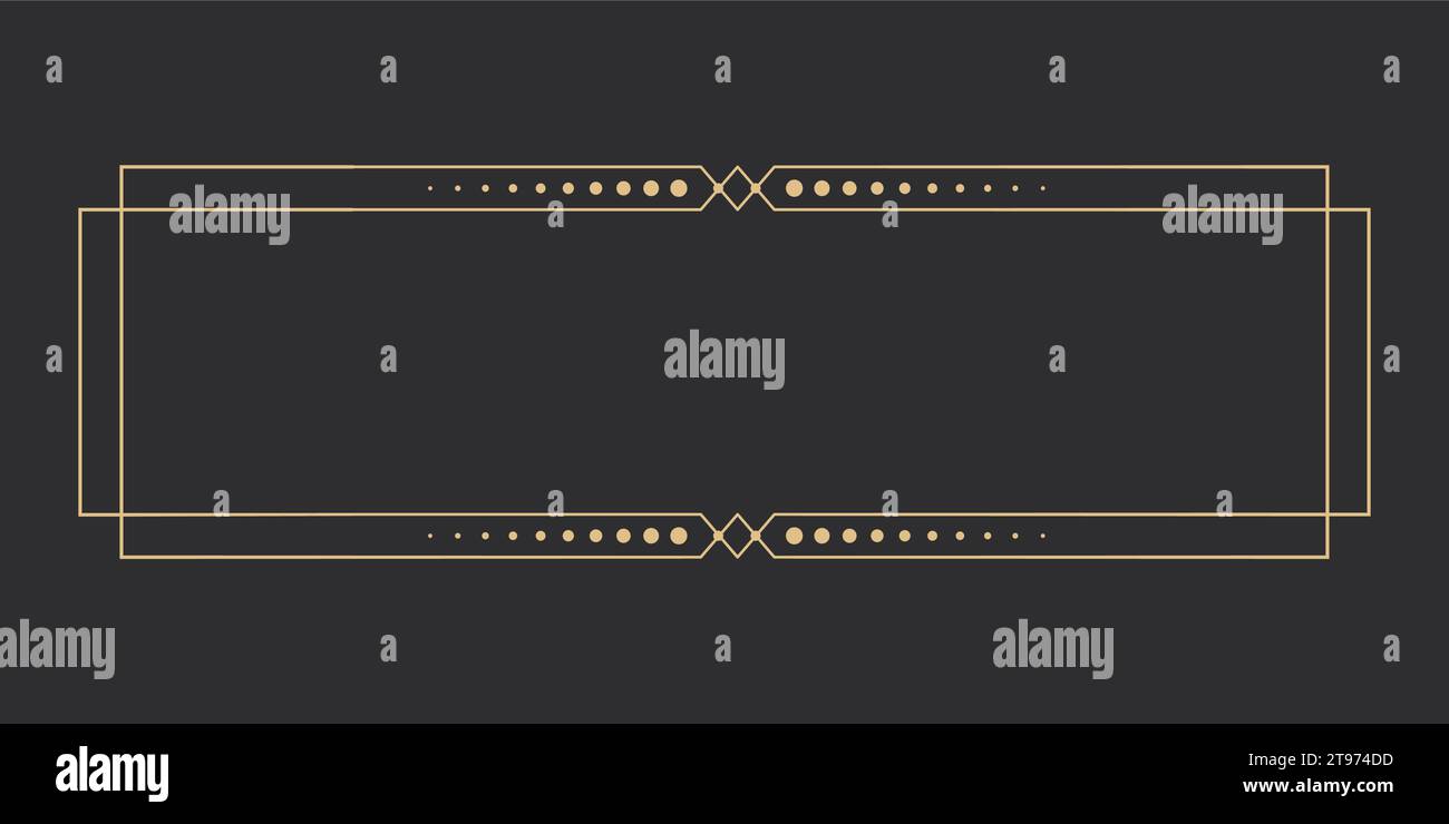 Golden celestial frame, border, line art esoteric minimal decoration ...