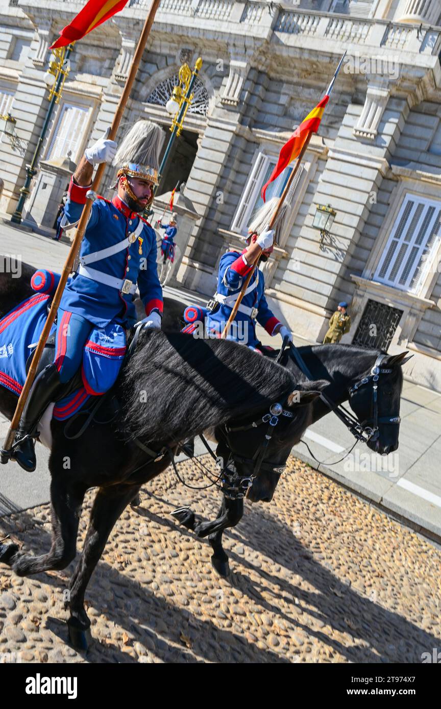 Madrid, Spain - November 17, 2023 : The Royal Palace Guards, protect ...