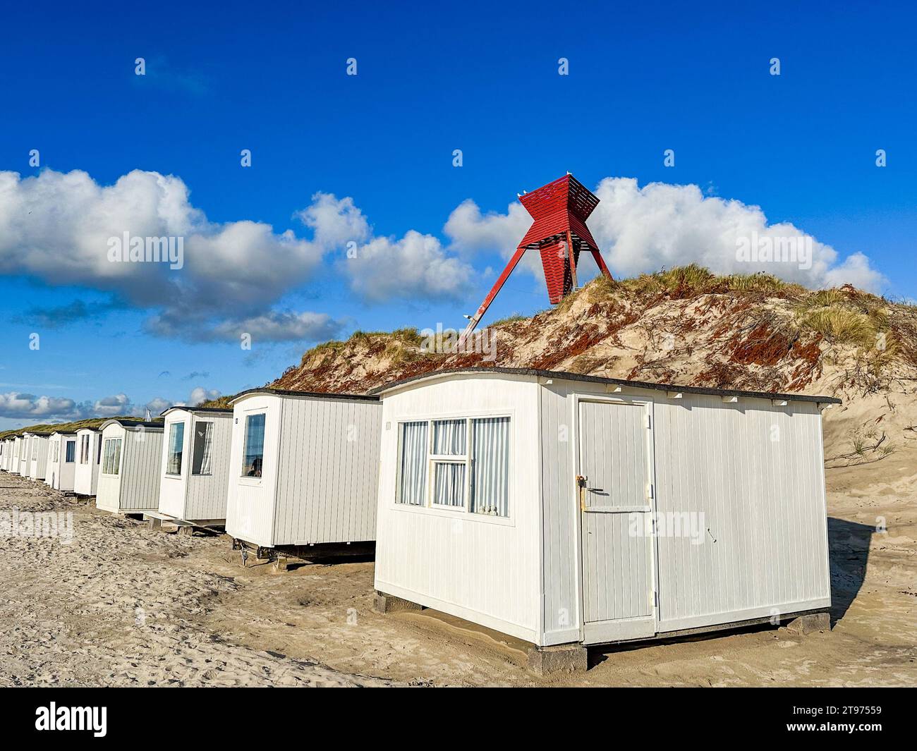 Beach huts at the beach at Blokhus, Denmark Stock Photo - Alamy