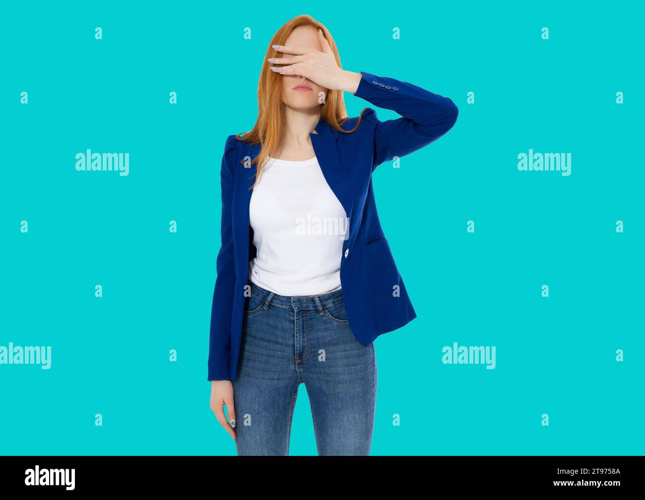 Woman do face palm, girl make facepalm, female migraine, head pain, bad ...