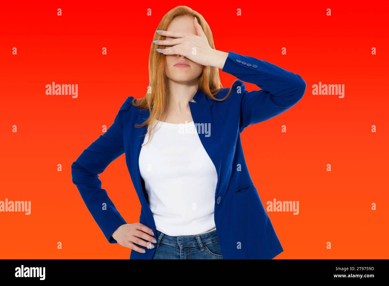 Woman do face palm, girl make facepalm, female migraine, head pain, bad ...