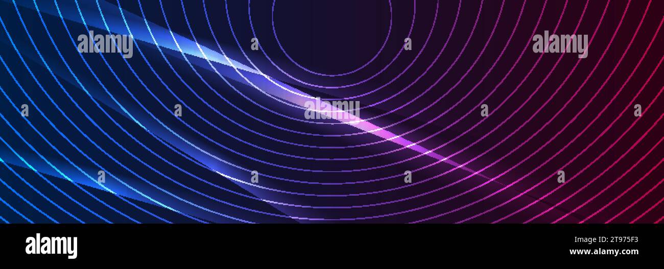 Blue ultraviolet glowing round lines technology minimal background ...