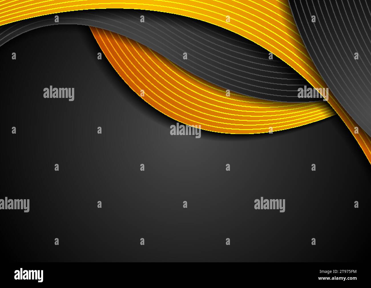High contrast orange and black abstract tech corporate wavy background. Vector design Stock ...