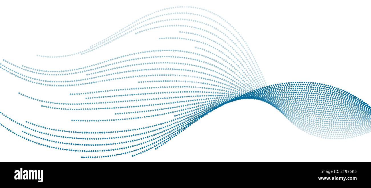 Blue minimal wavy dotted lines abstract futuristic tech background. Vector digital banner design ...