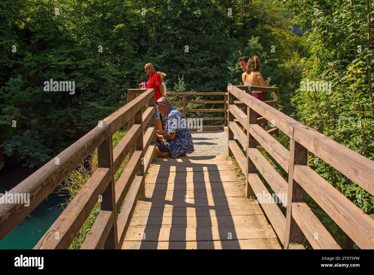 Martin Brod, Bosnia - September 6th 2023. Tourists admire Milancev Buk ...