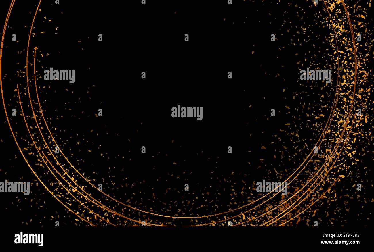 Golden minimal lines and shiny dust particles abstract tech background ...