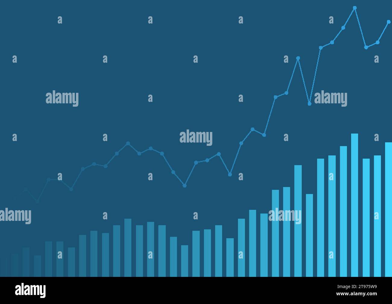 Abstract blue growing financial graph chart background. Vector tech ...