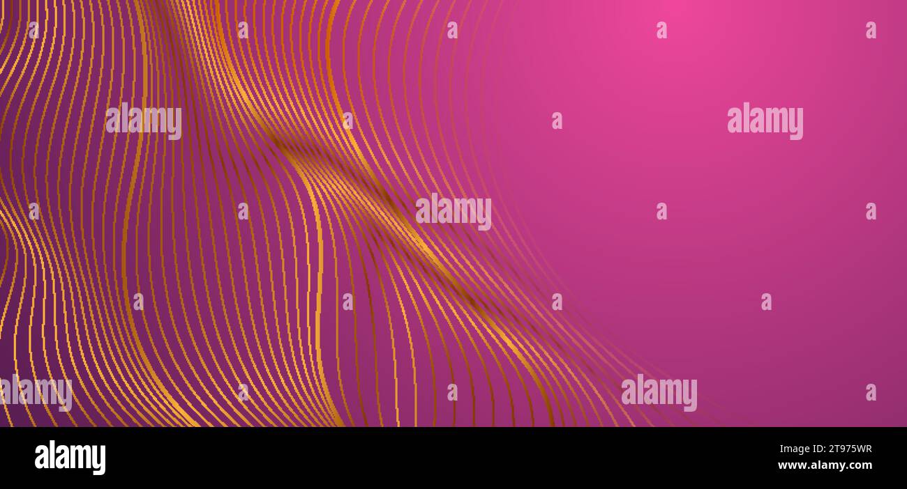 Golden curved wavy lines abstract luxury background. Vector design ...