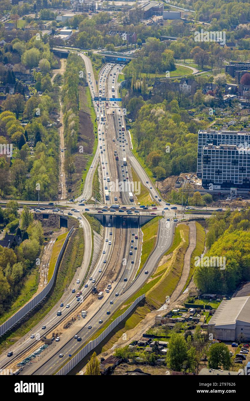 Intersection universitatsstrasse and freeway a448 hi-res stock ...