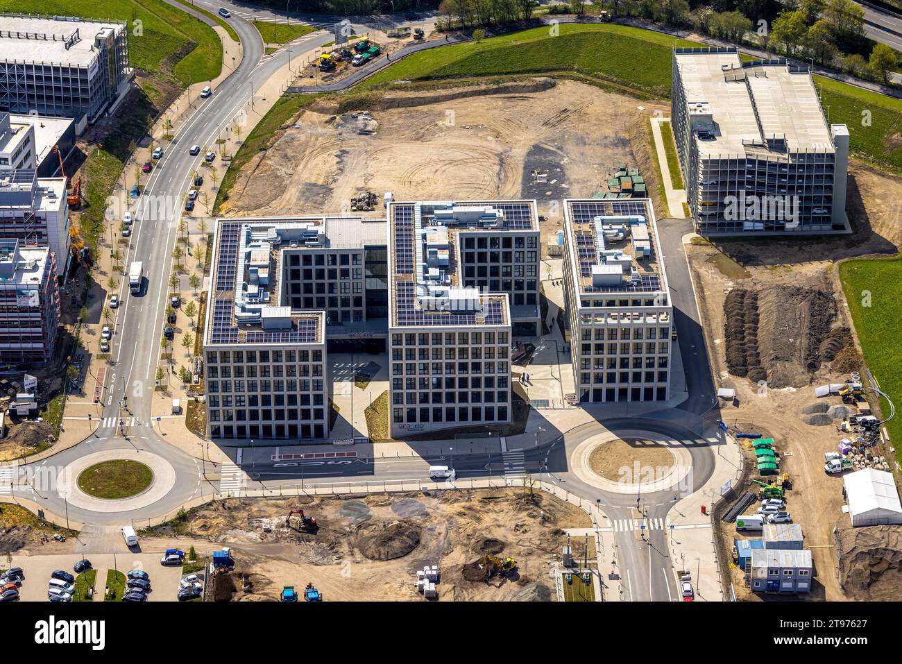 Aerial view, Ideenschmiede three buildings with tech companies Viactiv ...