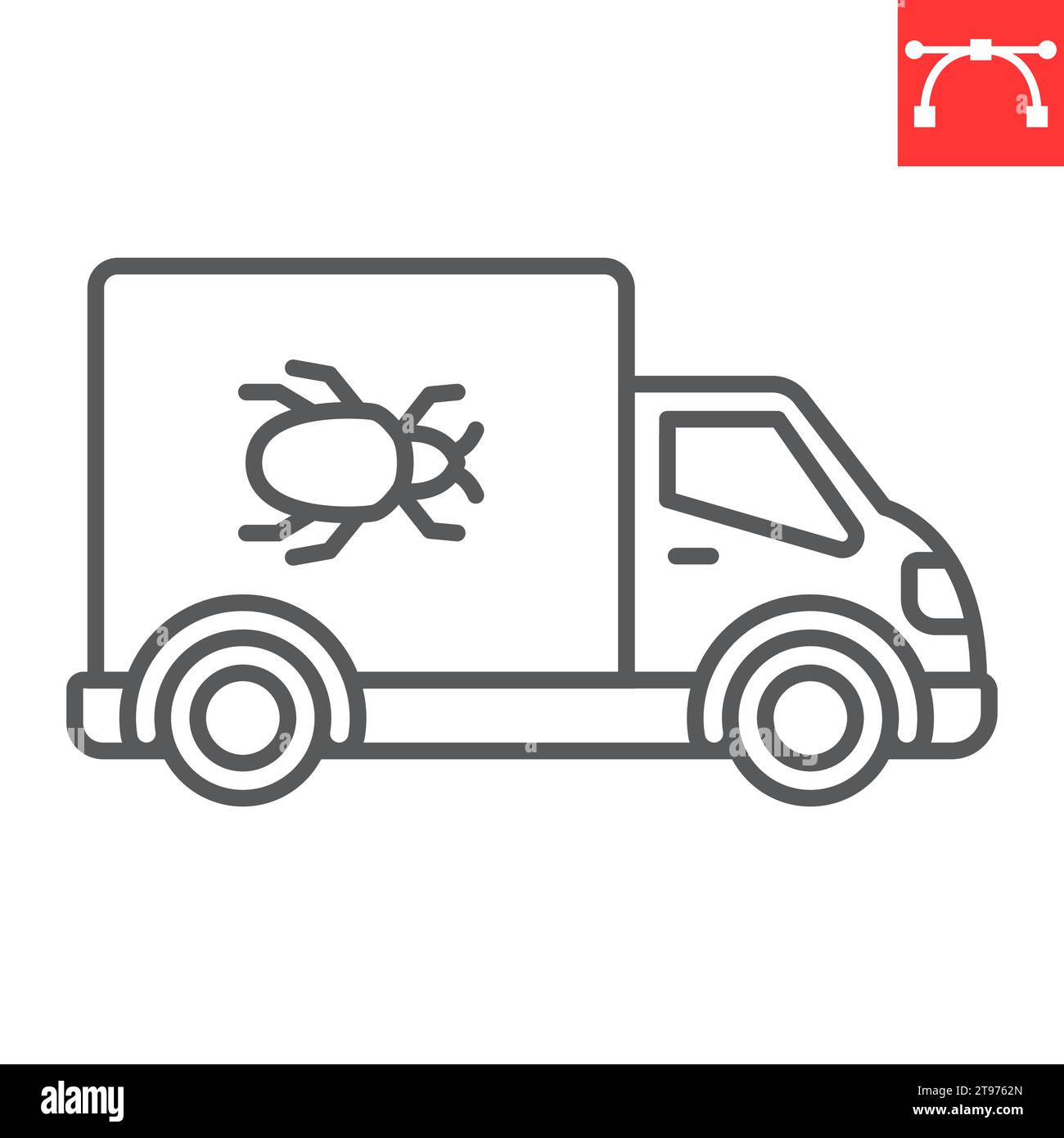Pest control truck line icon, pest and vehicle, exterminator van vector ...
