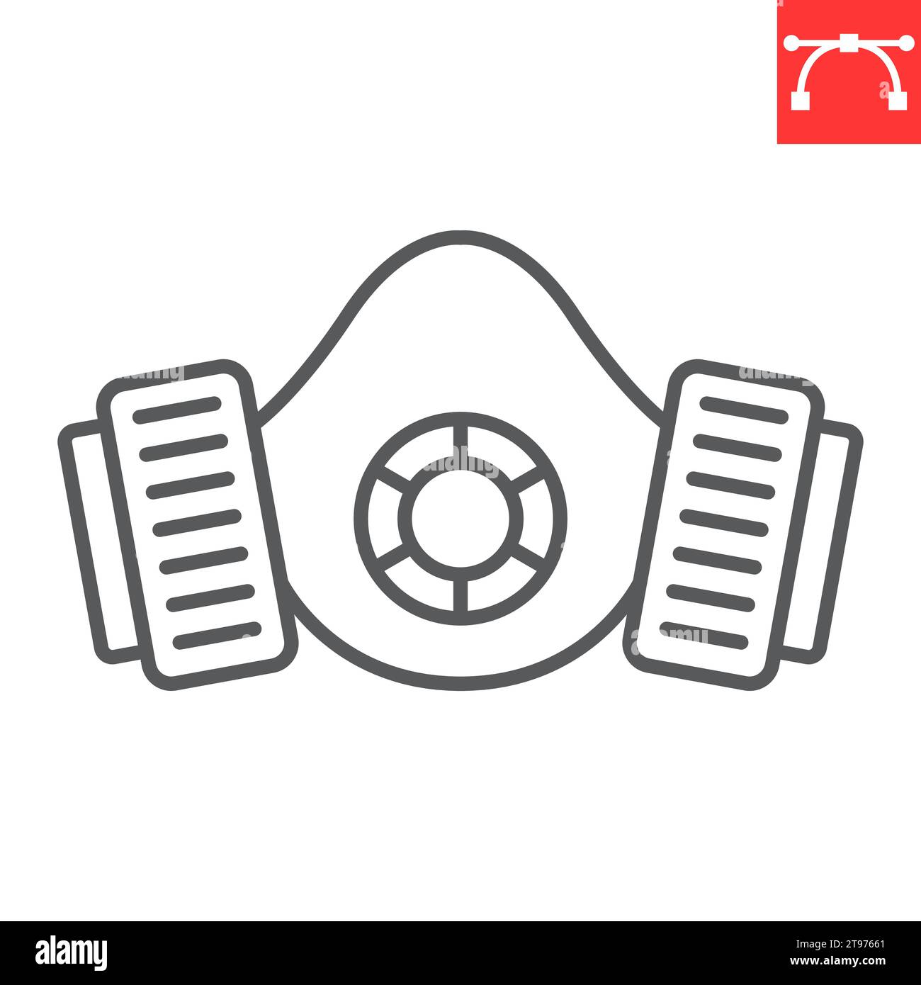 Gas mask line icon, pest control and protection, respirator mask vector ...