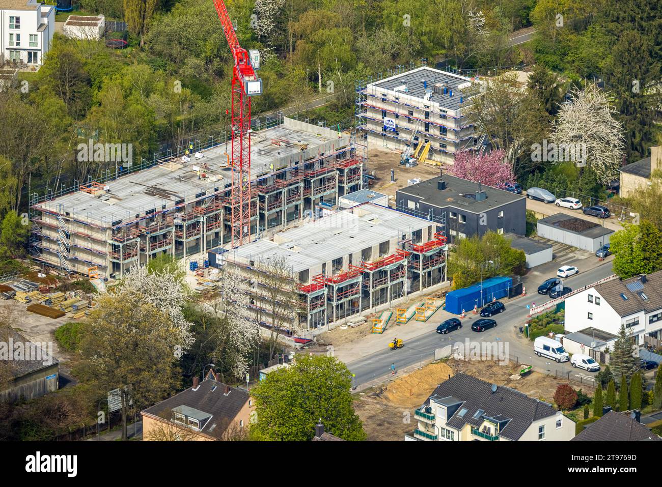 Aerial view, construction site and new building Am Kuhlenkamp, Weitmar ...