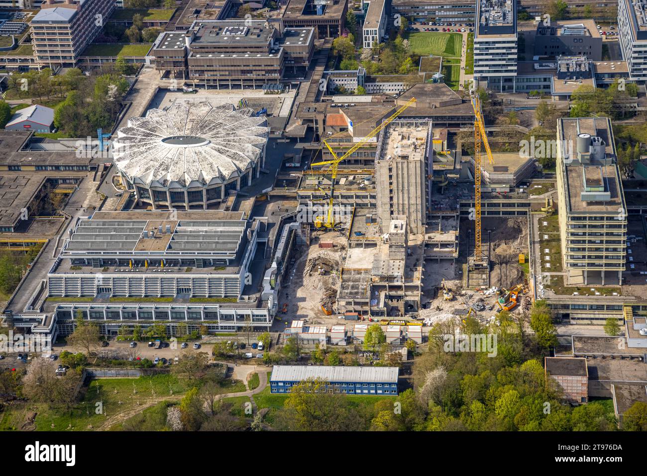 Aerial view, RUB Ruhr-University Bochum, Audimax, construction site ...