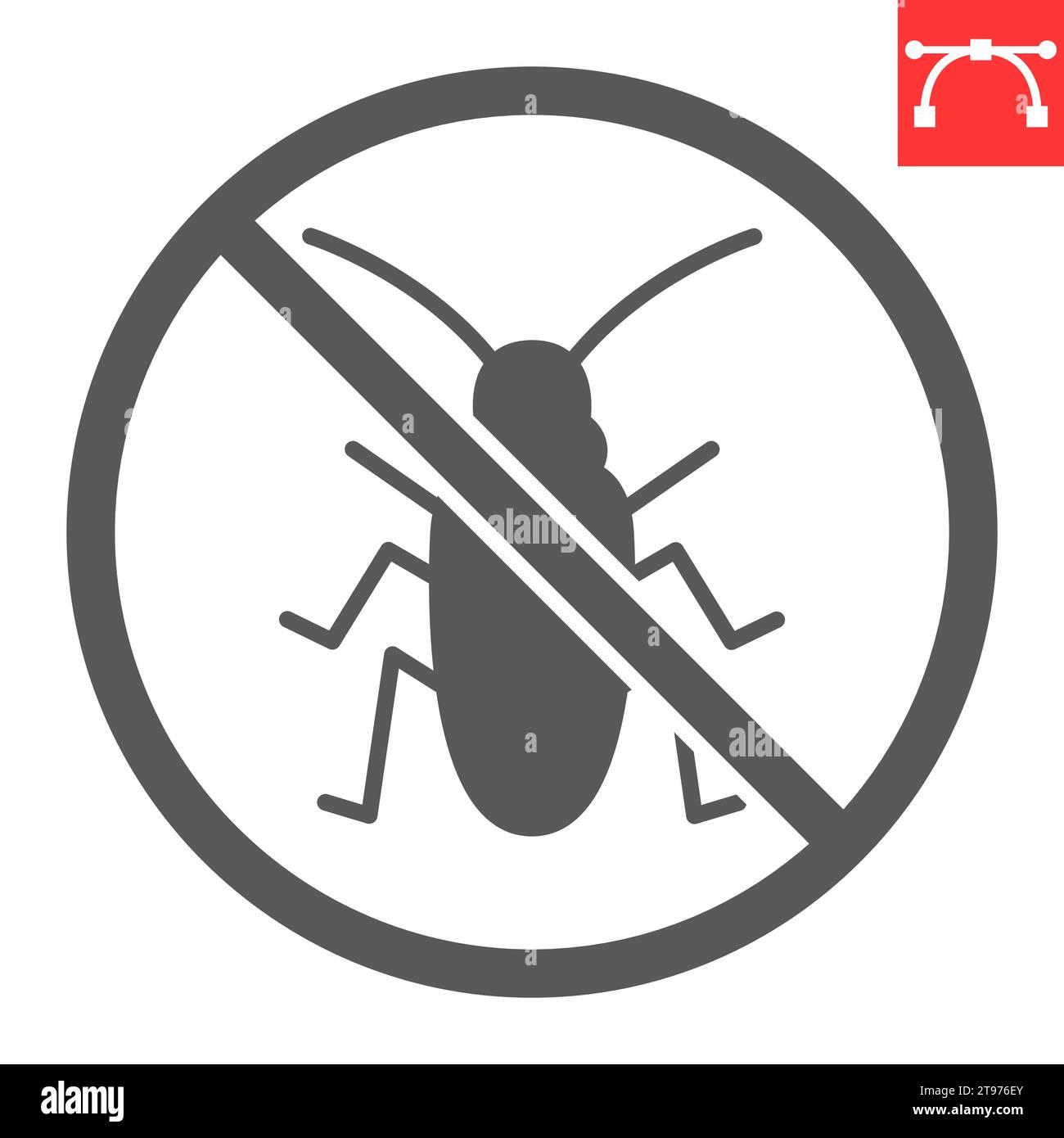Anti cockroach glyph icon, pest control and prohibition, no cockroach ...