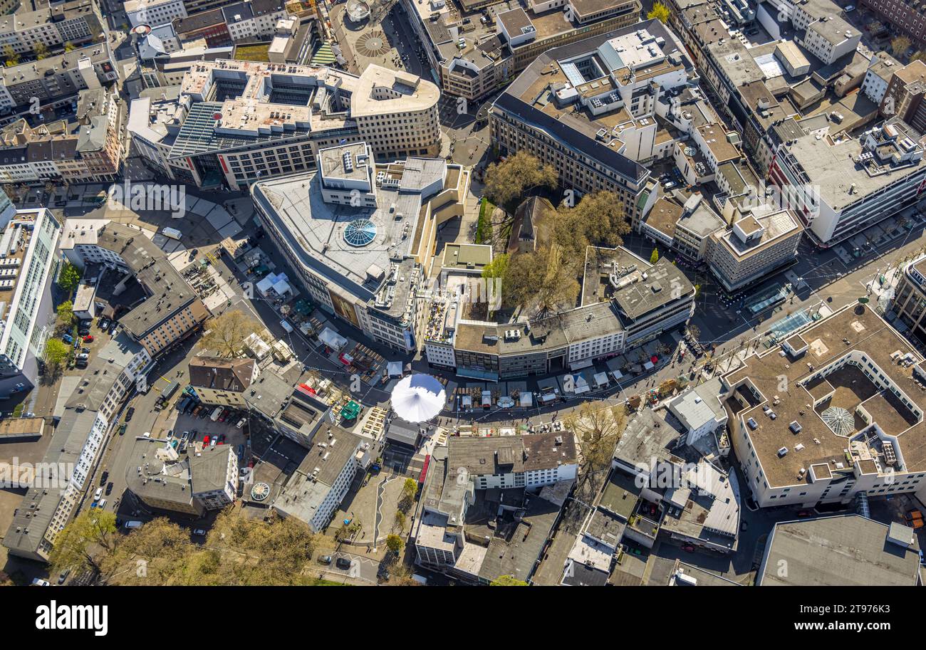 Aerial view, white umbrella for May festival event, fashion house Baltz ...