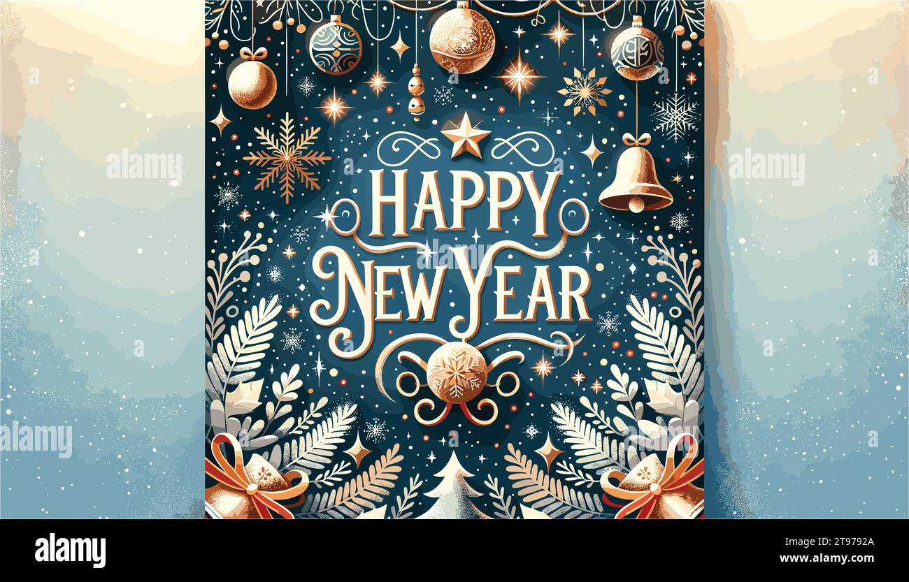 'Happy New Year' card that sparkles with magic Stock Vector Image & Art ...