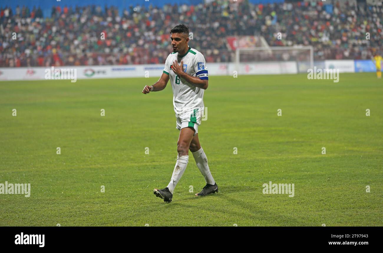 Captain Jamal Bhuyan during the Bangladesh and Lebanon FIFA World Cup ...