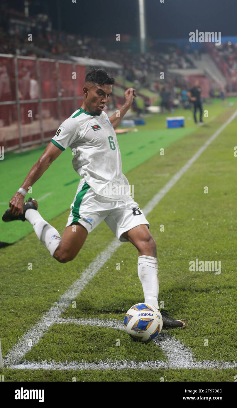 Captain Jamal Bhuyan during the Bangladesh and Lebanon FIFA World Cup ...