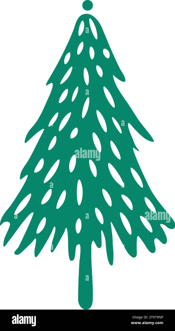 Christmas tree simple icon. Green pictogram isolated on white ...