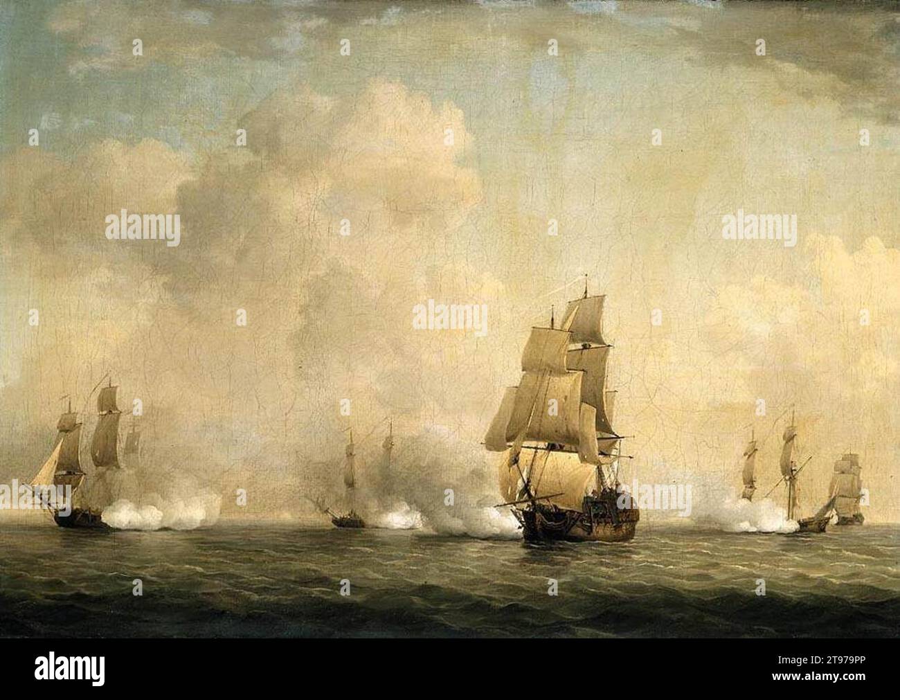 The Capture of a French Ship by Royal Family Privateers - by Charles ...