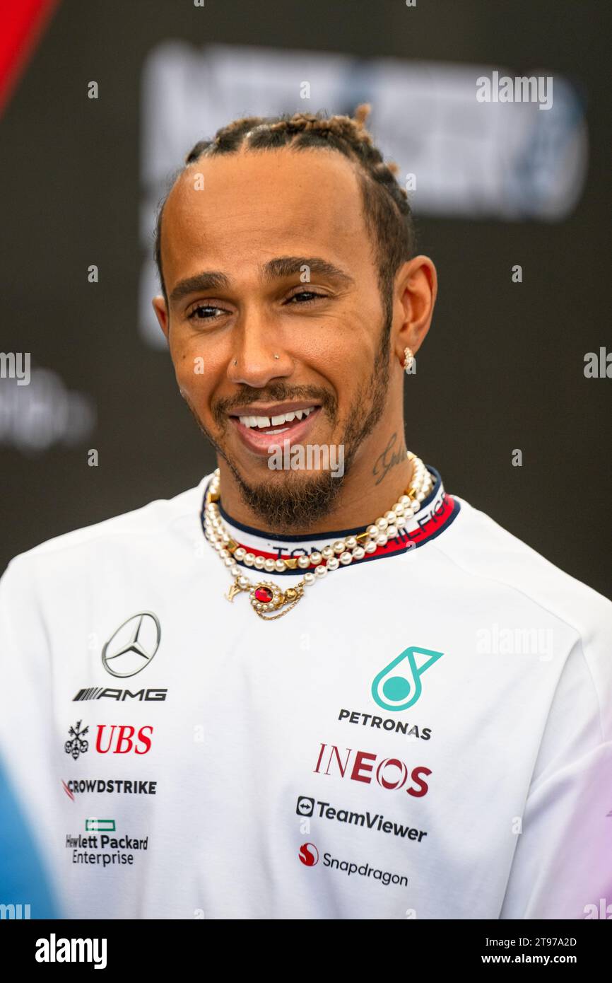 ABU DHABI,UAE. 23RD NOV 2023. LEWIS HAMILTON (MERCEDES). AHMAD ALSHEHAB ...