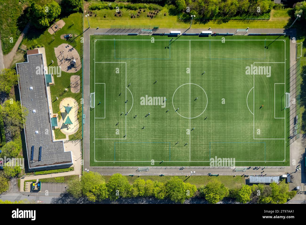 Romerberg stadium side field with soccer players hi-res stock ...