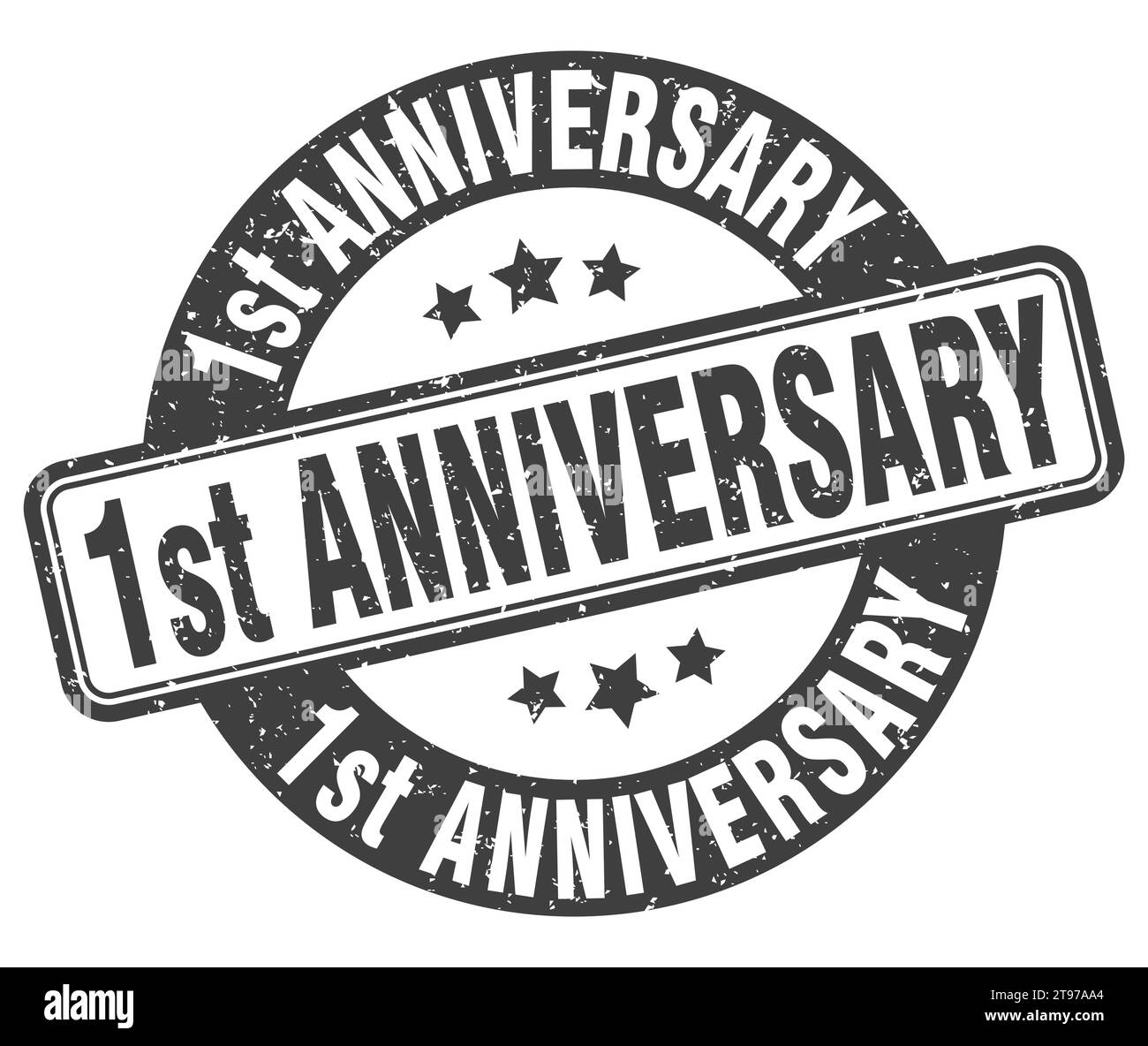 1st anniversary stamp. 1st anniversary sign. round grunge label Stock ...