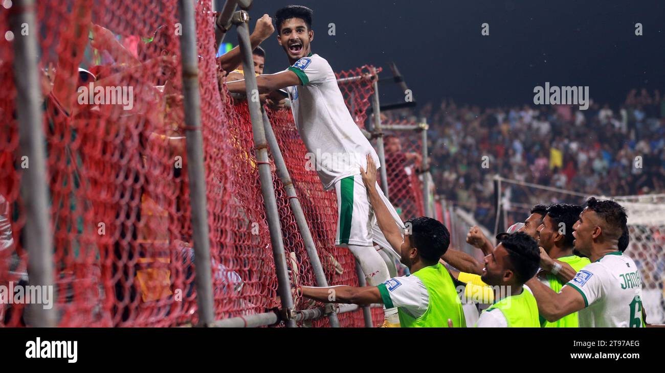 Sheikh Morsalin celebrates as his eye-catching goal helped Bangladesh ...