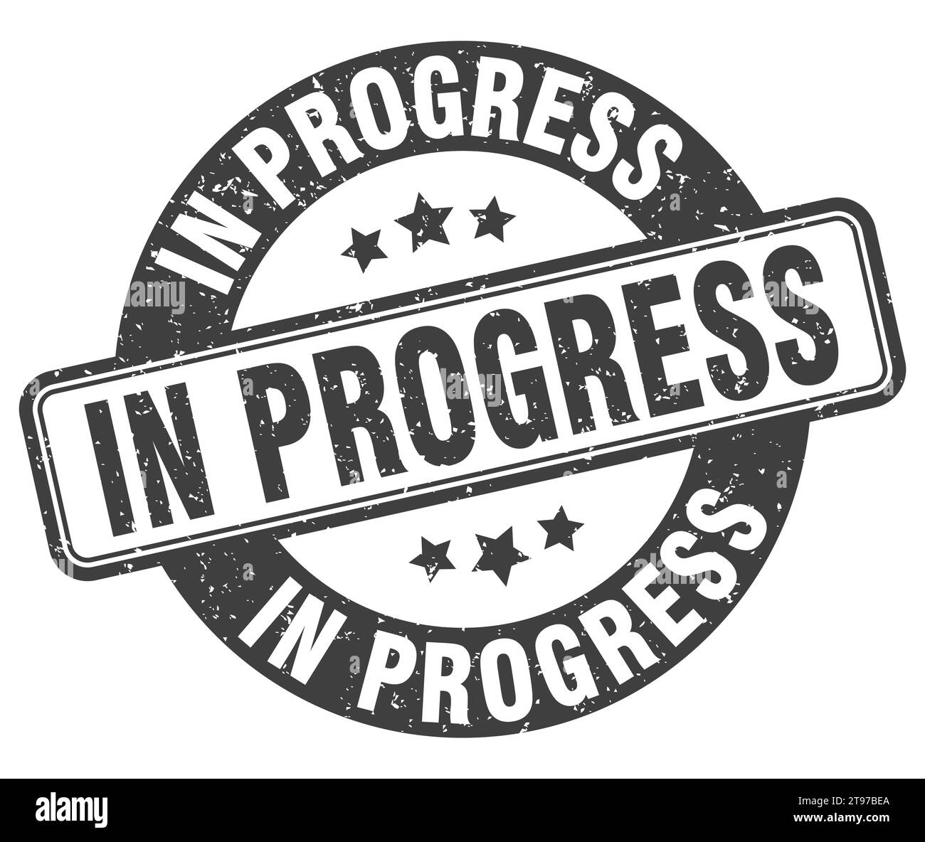 in progress stamp. in progress sign. round grunge label Stock Vector ...