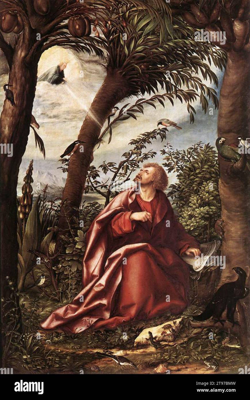 St John Altarpiece: St John the Evangelist in Patmos (central panel) 1518 by Hans Burgkmair ...