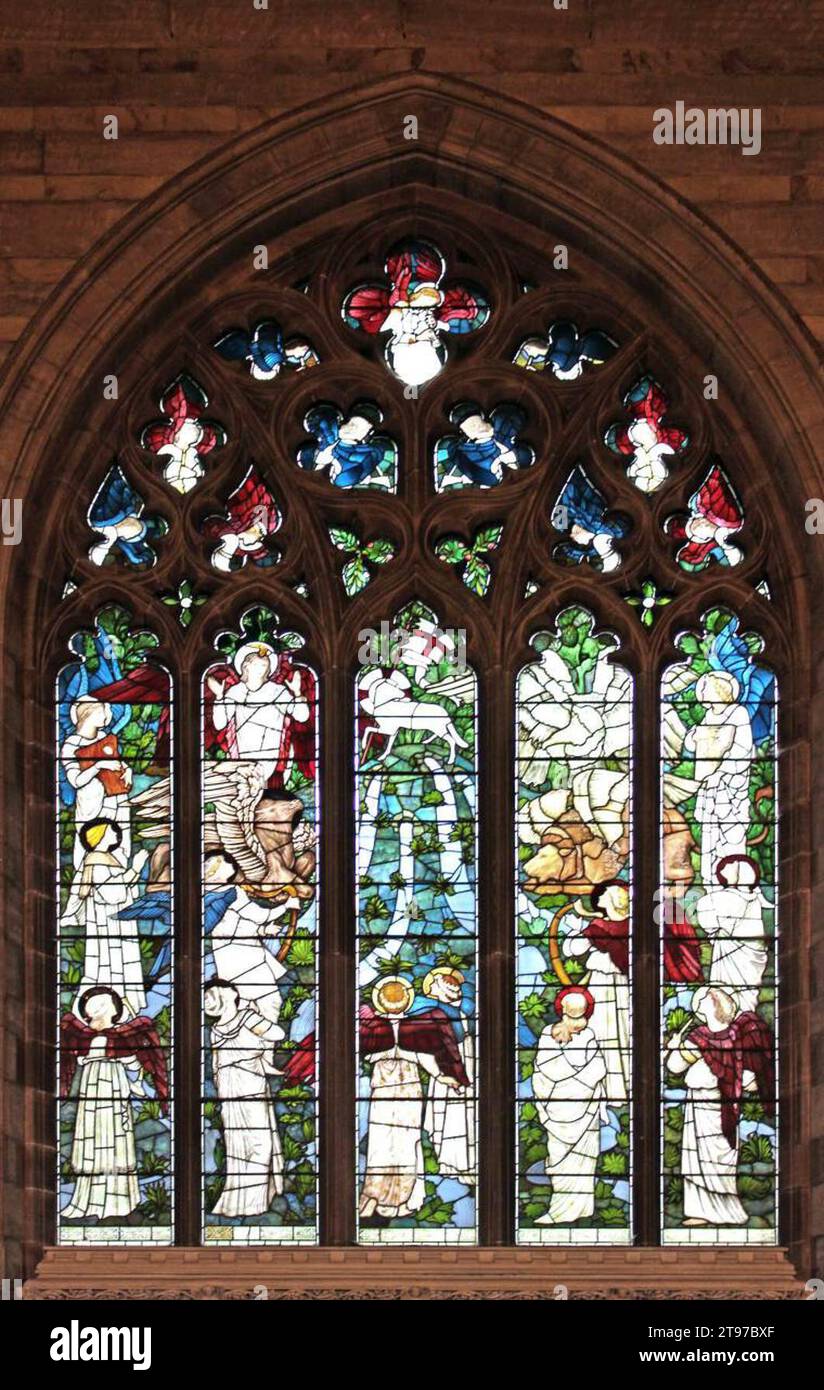 East window: Adoration of the Lamb 1875-76 by Edward Burne-Jones Stock Photo - Alamy