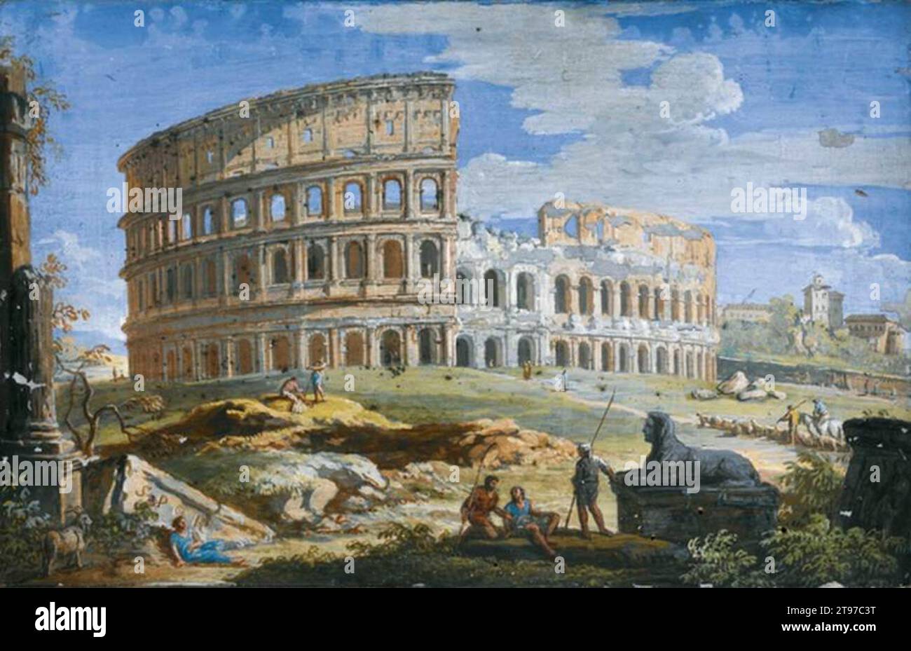 Roman View: The Colosseum - by Giovanni Battista Busiri Stock Photo - Alamy