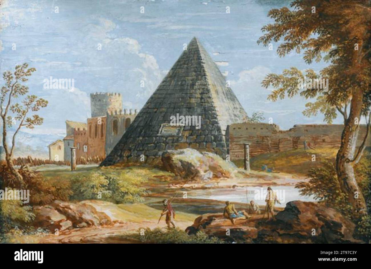 Roman View: The Pyramid of Caius Cestius - by Giovanni Battista Busiri Stock Photo - Alamy