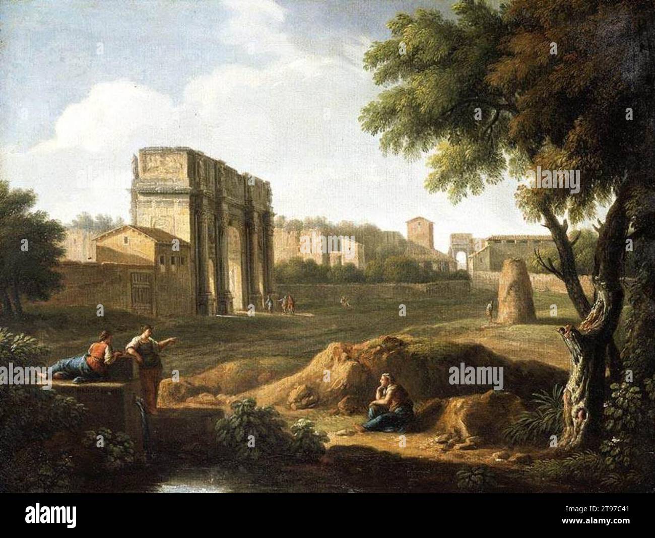 Rome: A View of the Forum 1720s by Giovanni Battista Busiri Stock Photo ...