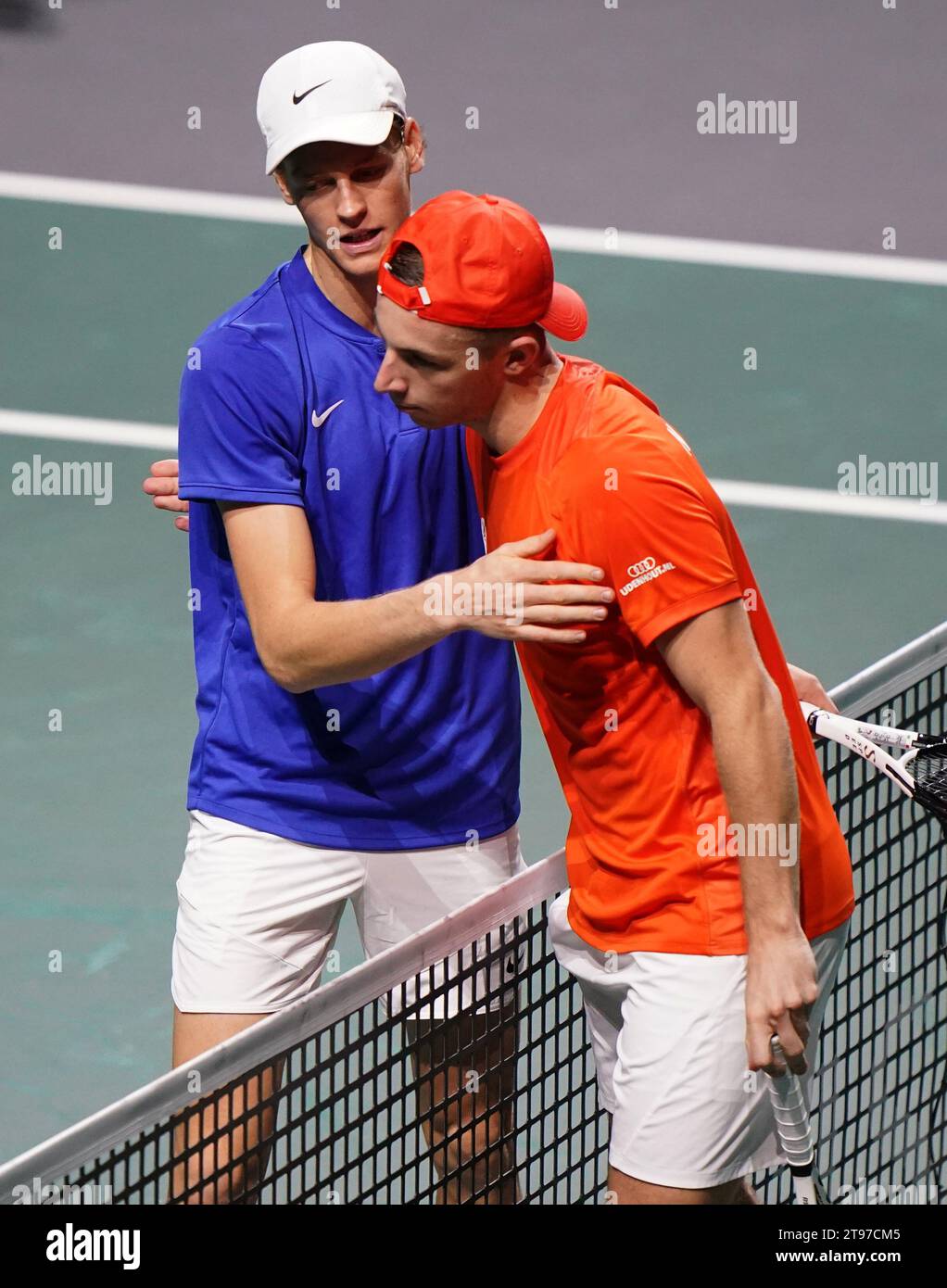 Italy's Jannik Sinner (left) and Netherlands' Tallon Griekspoor after ...