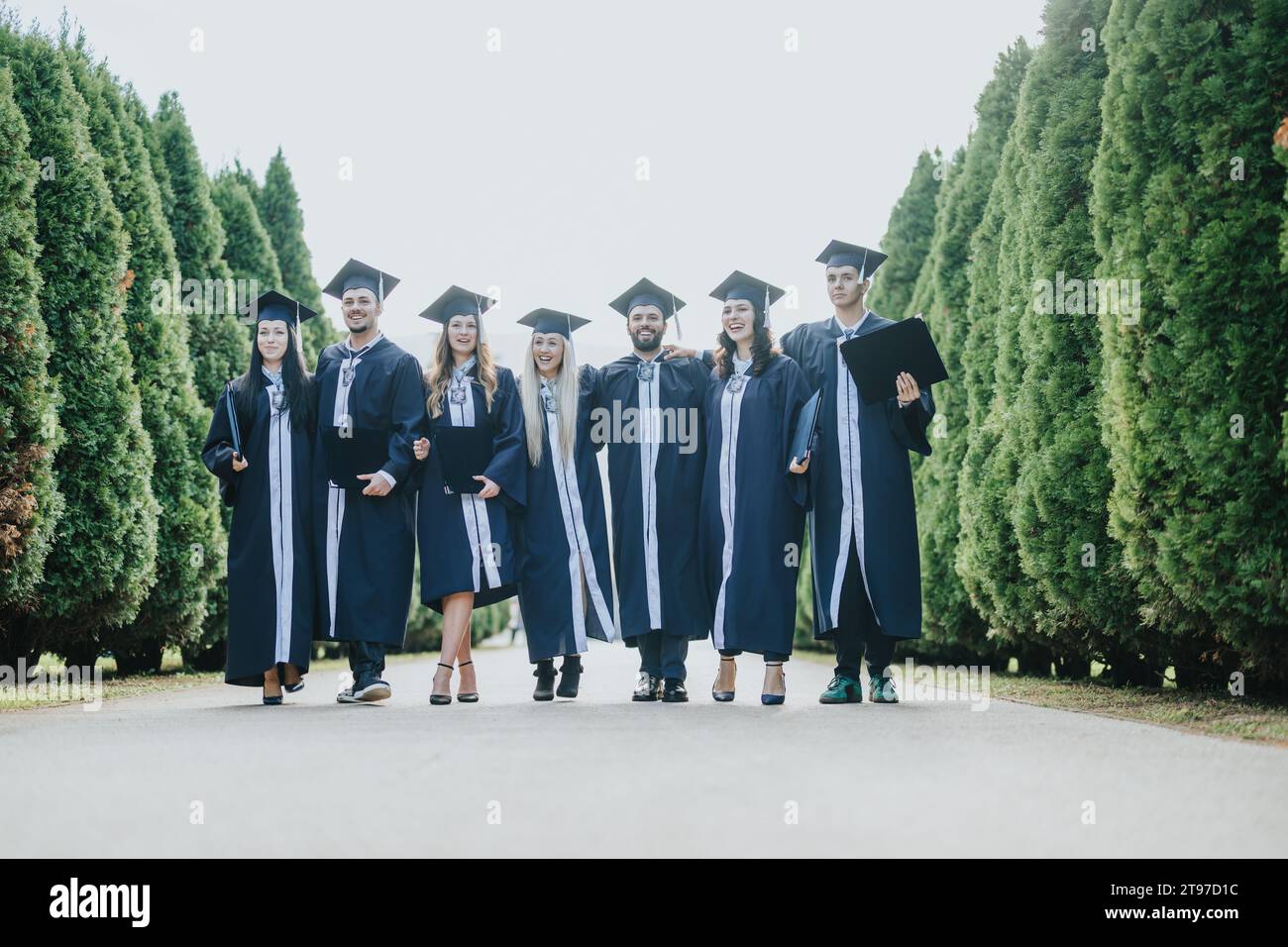 Achieved Milestones. Celebrating Graduation with Friends in Park Stock ...