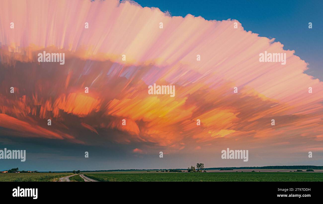 Of Moving Clouds Trails Sky. Amazing Effects Of Smeared Clouds. Long ...