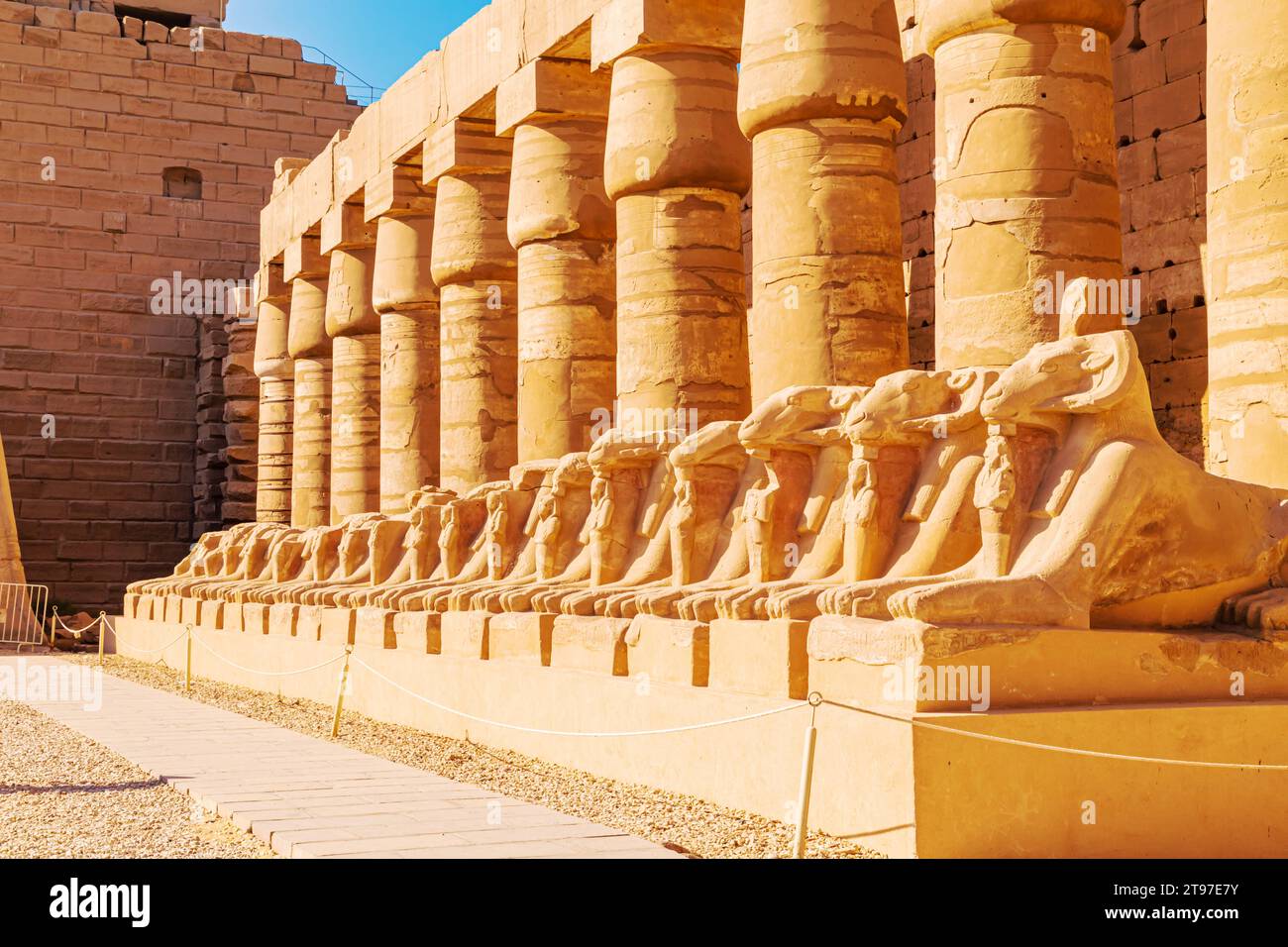 Ancient temple complex of Karnak. Alley of Rams. Luxor, Egypt – October ...