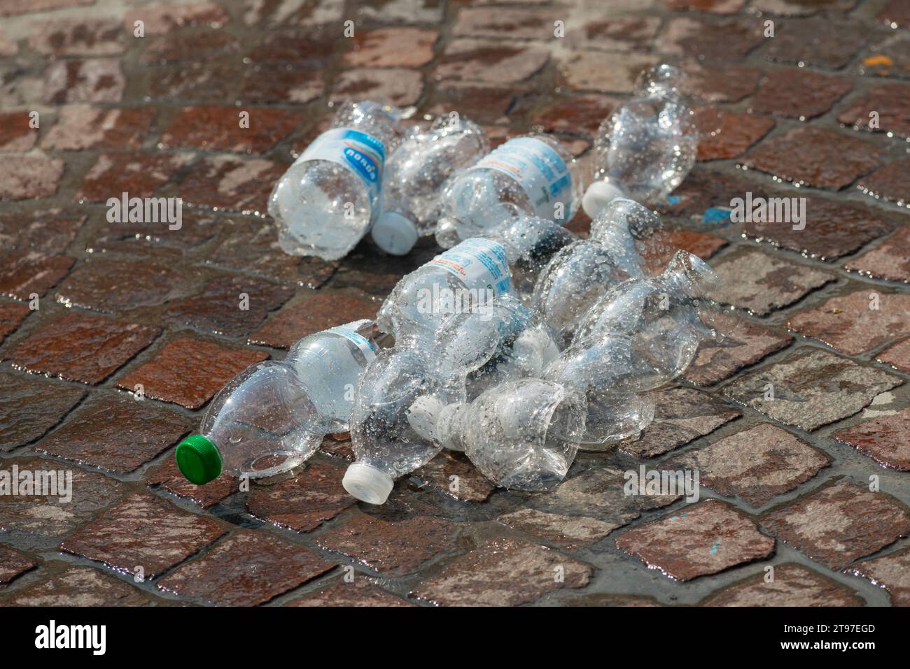 Broken Plastic Bottles in a Street Stock Photo - Alamy