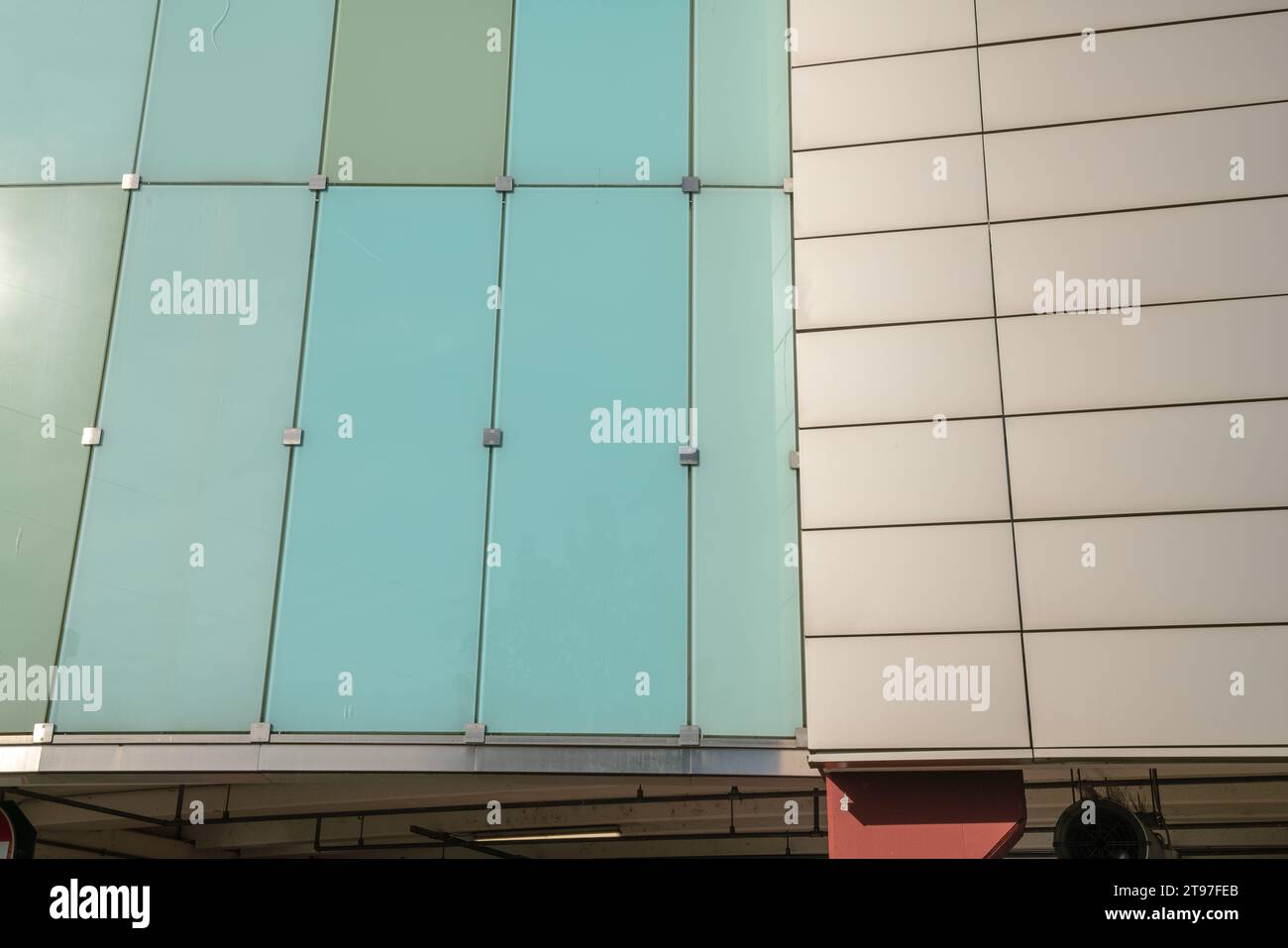 Crystal facades, modern building colored glass elements in facade ...