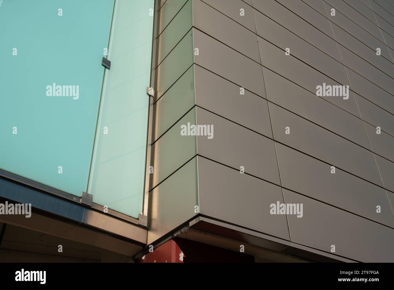 Crystal facades, modern building colored glass elements in facade ...