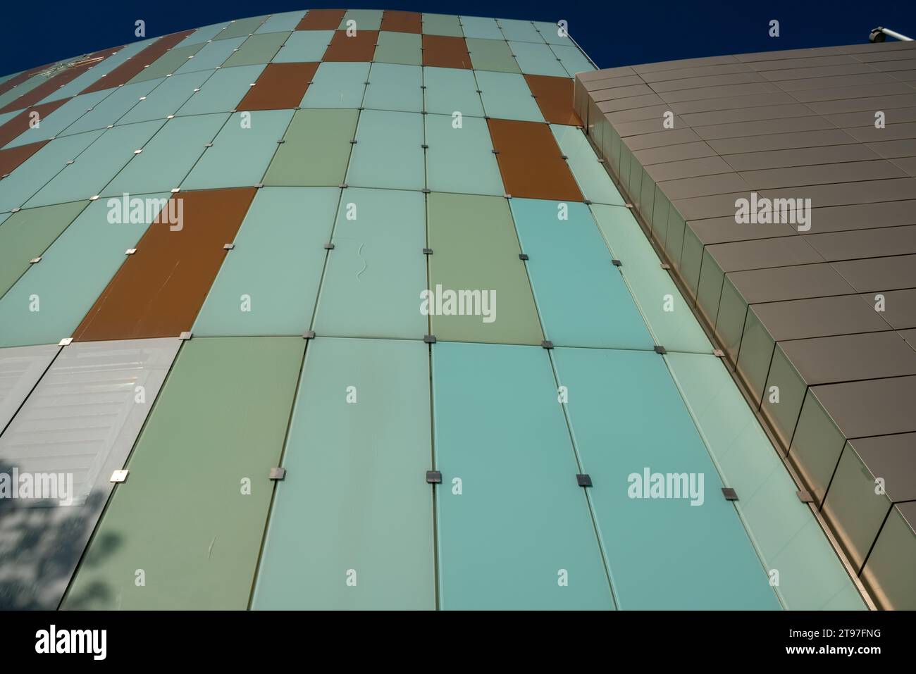 Crystal facades, modern building colored glass elements in facade ...