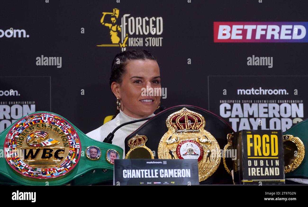 Chantelle Cameron during a press conference at the Dublin Royal ...