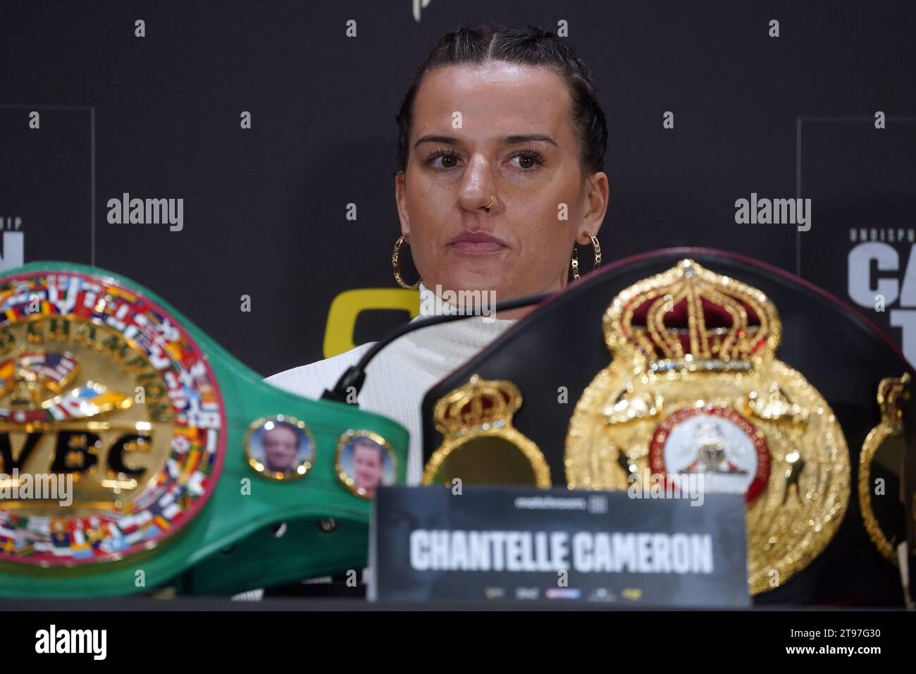 Chantelle Cameron during a press conference at the Dublin Royal ...