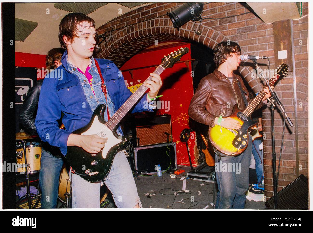 PETE DOHERTY, LIBERTINES, FIRST TOUR, 2002: A very young Pete Doherty of The Libertines playing ...