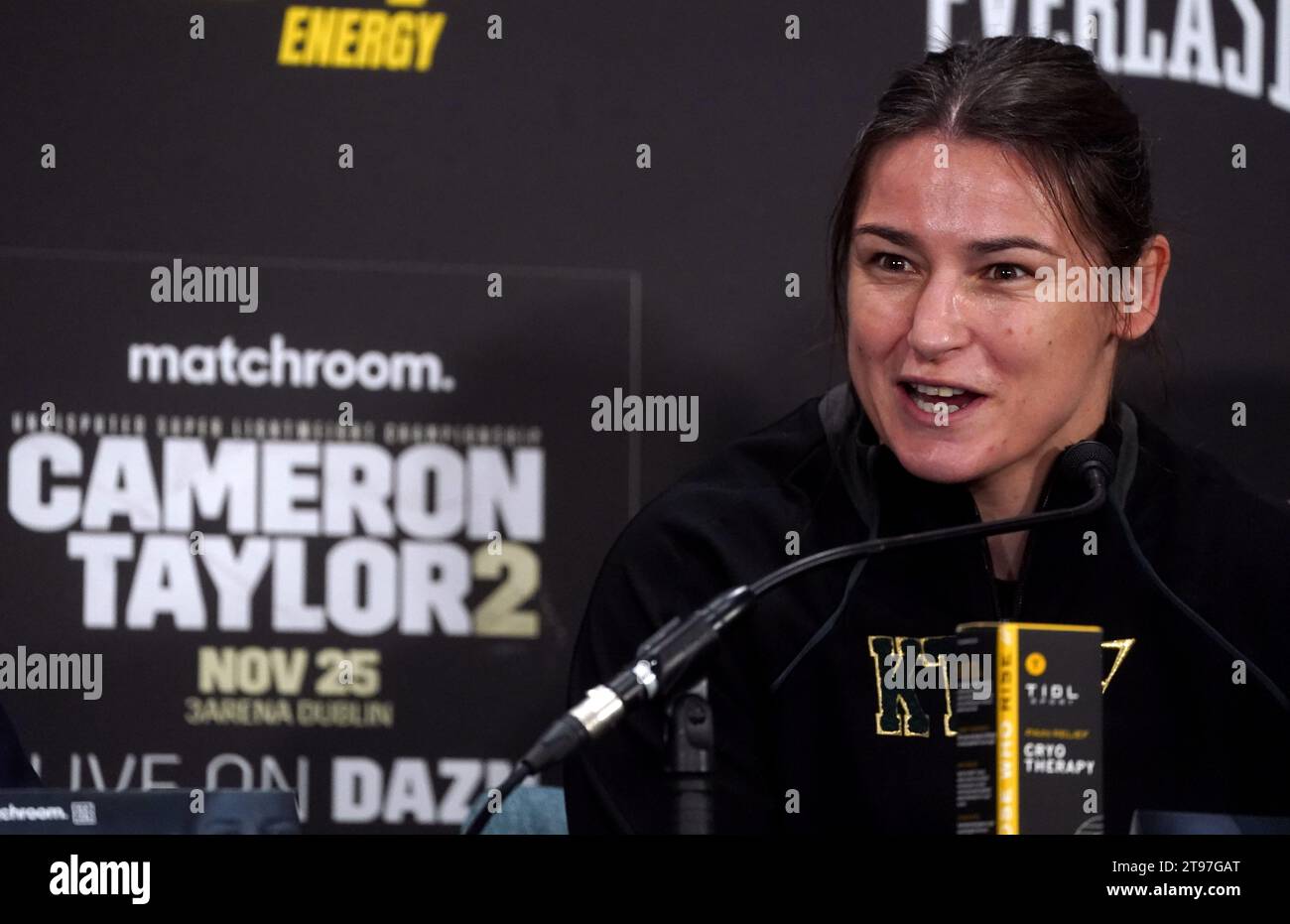Katie Taylor during a press conference at the Dublin Royal Convention ...