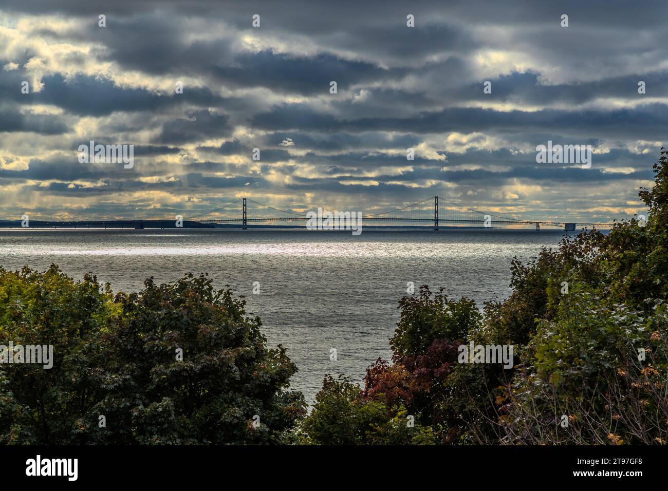 View from the Grand Hotel, Mackinac Island to Mackinac Bridge in the ...