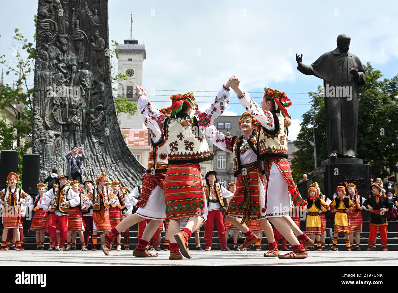 Lviv, Ukraine - June 28, 2023: People dance traditional Ukrainian ...