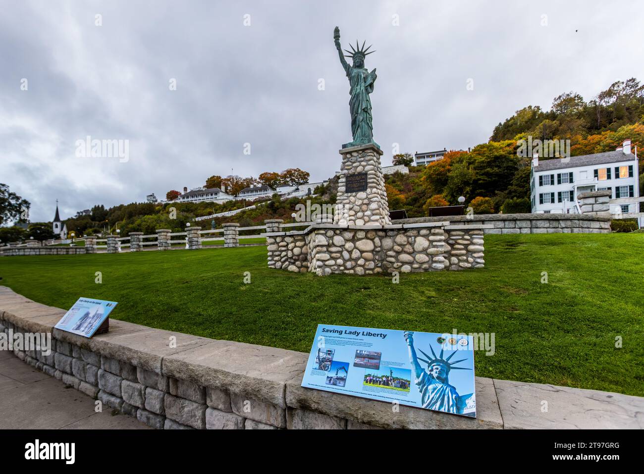 Lady Liberty, donated in 1950 by the Boy Scouts of America. Motto ...